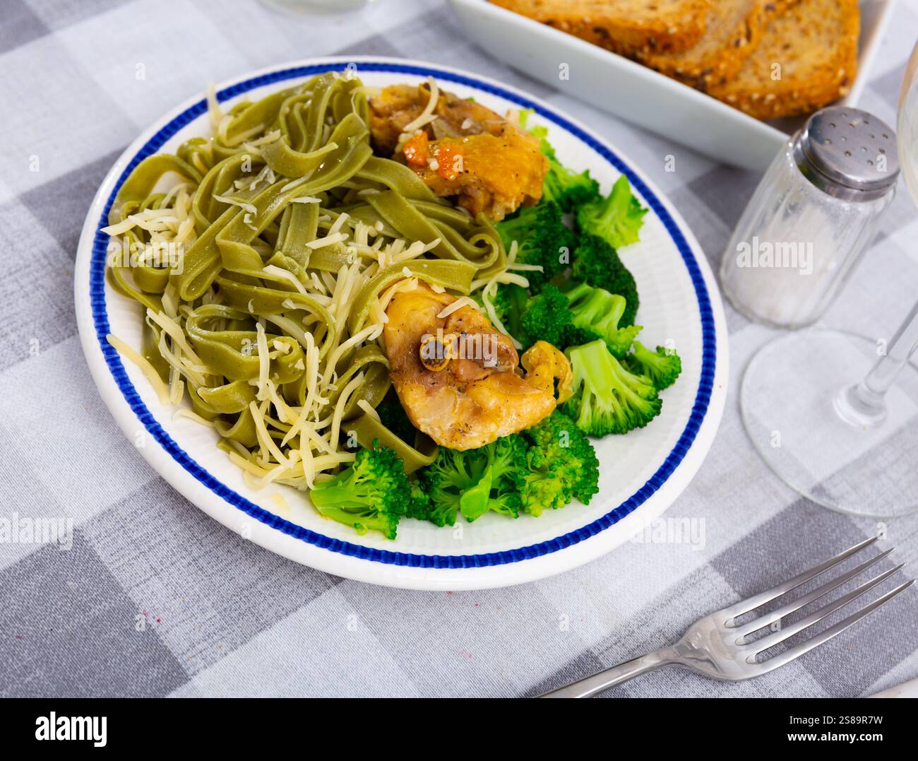 Traditional Italian pasta with meat additive - chicken in cream sauce ...