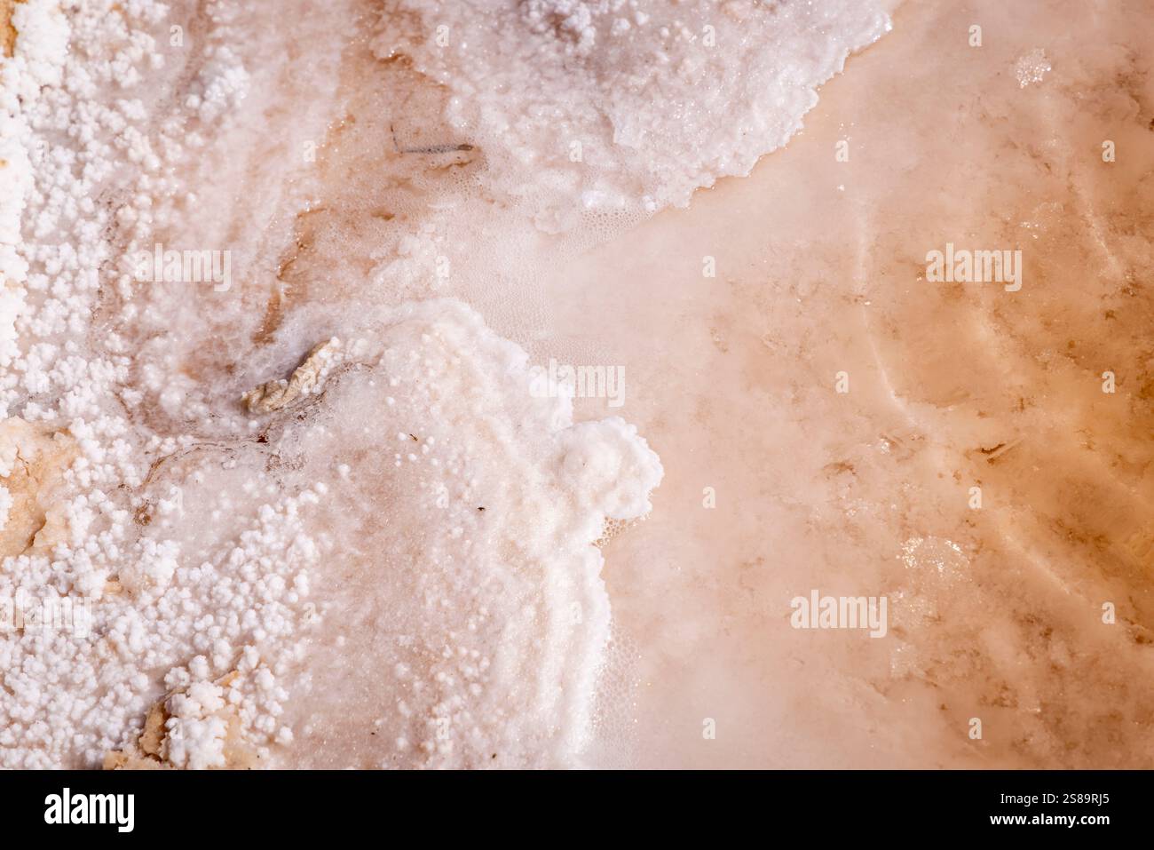 Tozeur, Tunisia. Salt in an evaporation pit at the Chott el Djerid dry ...