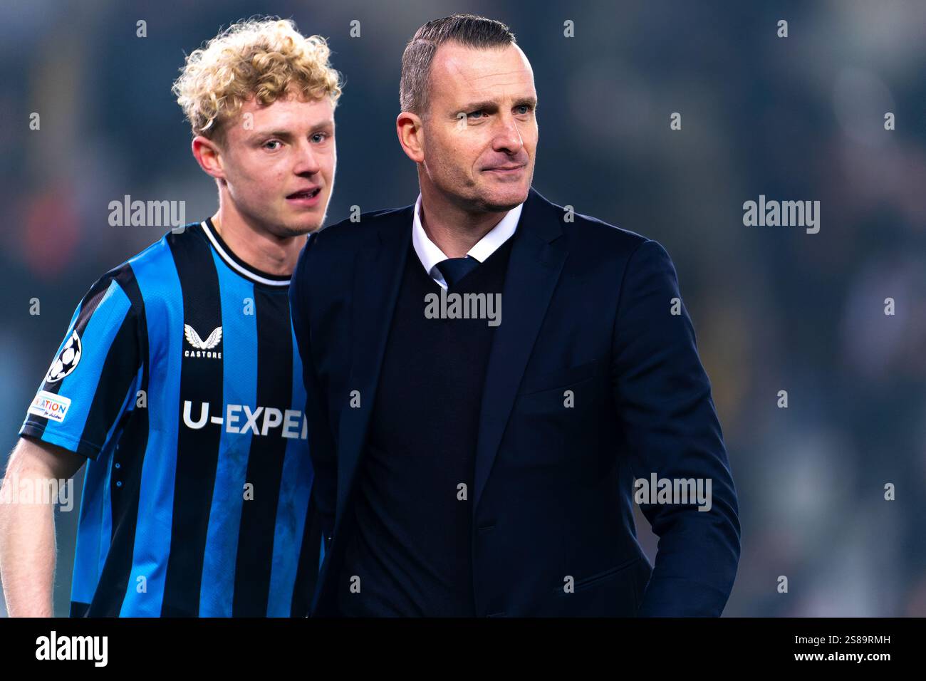 BRUGES, BELGIUM - JANUARY 21: Joaquin Seys of Club Brugge KV interacts ...