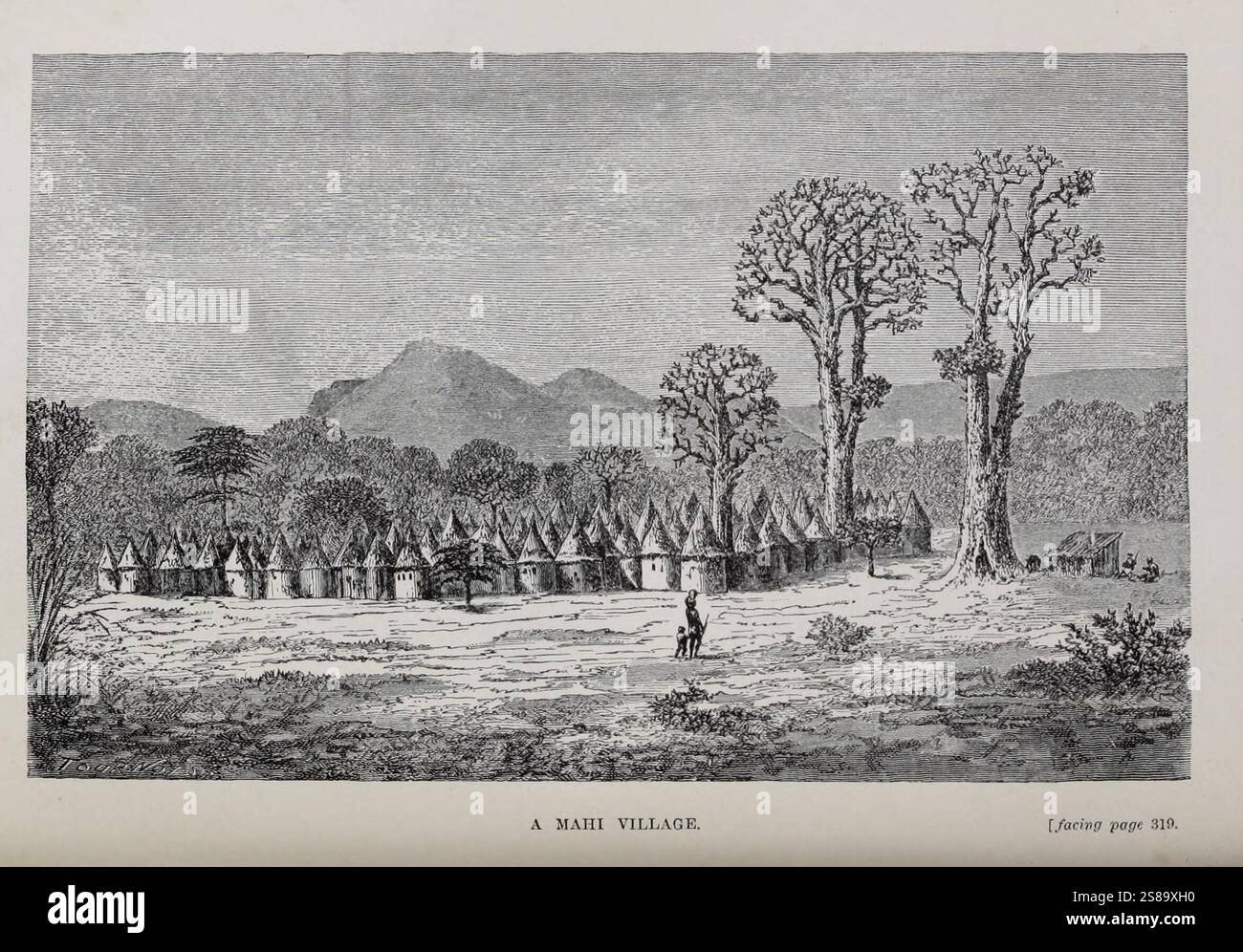 Mahi Village. Vintage 19th Century Lithograph of Dahomey as seen by ...