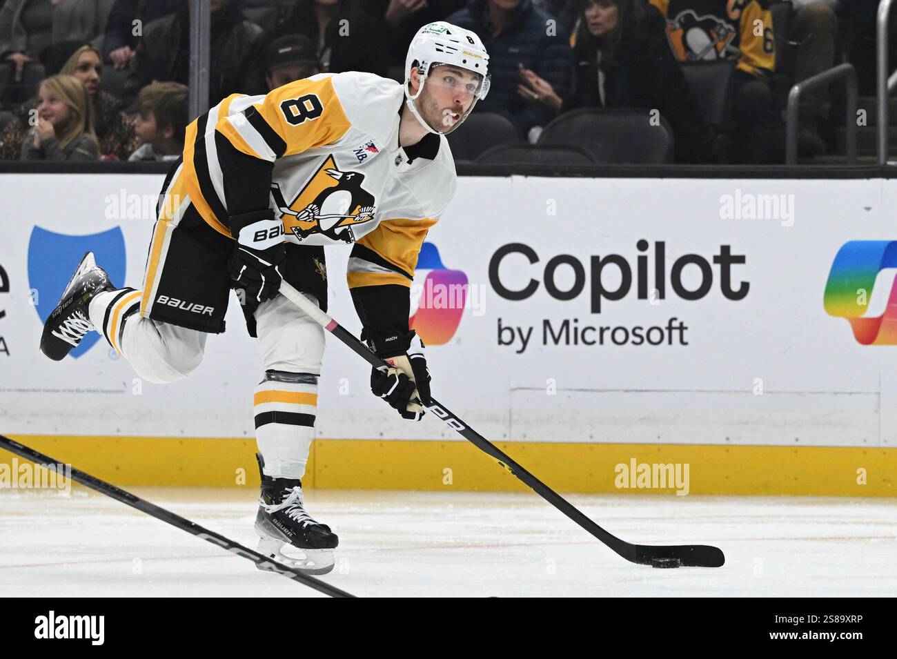 Pittsburgh Penguins left wing Michael Bunting controls the puck during ...