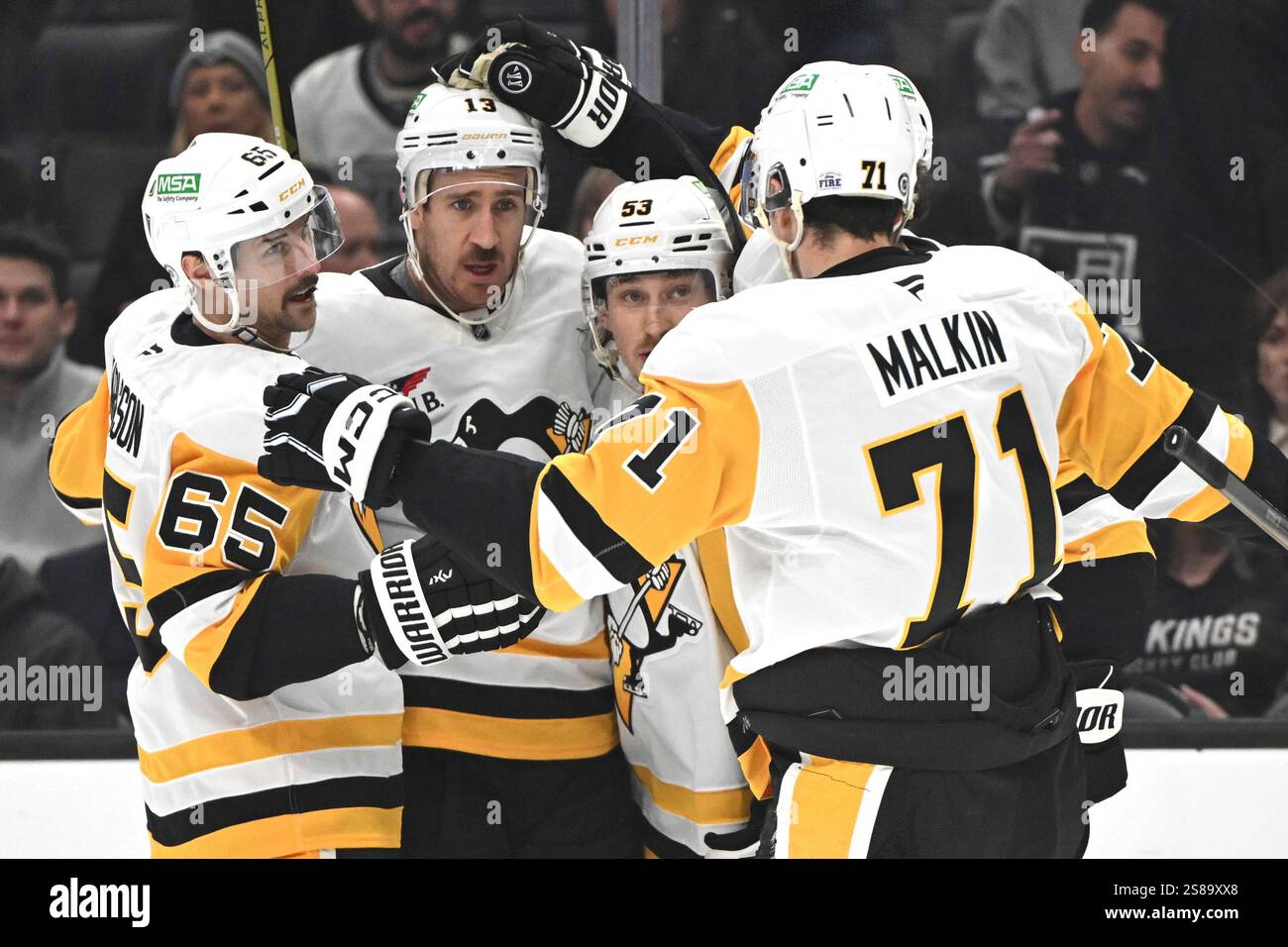 Pittsburgh Penguins right wing Kevin Hayes (13) is congratulated after ...
