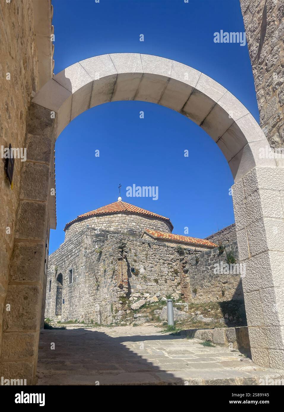 Split, Croatia - July 1, 2024: Klis Fortress Chapel building seen from ...