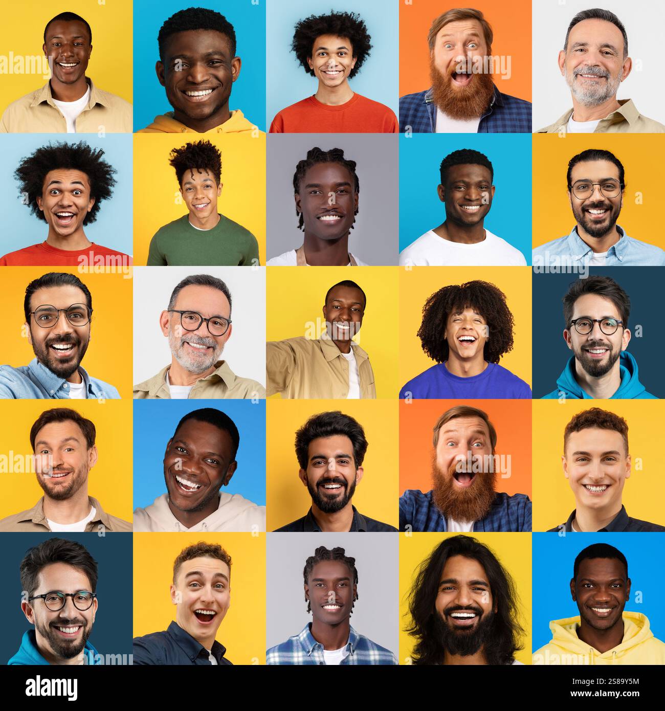 Diverse group joyfully sharing happiness in a collage Stock Photo - Alamy