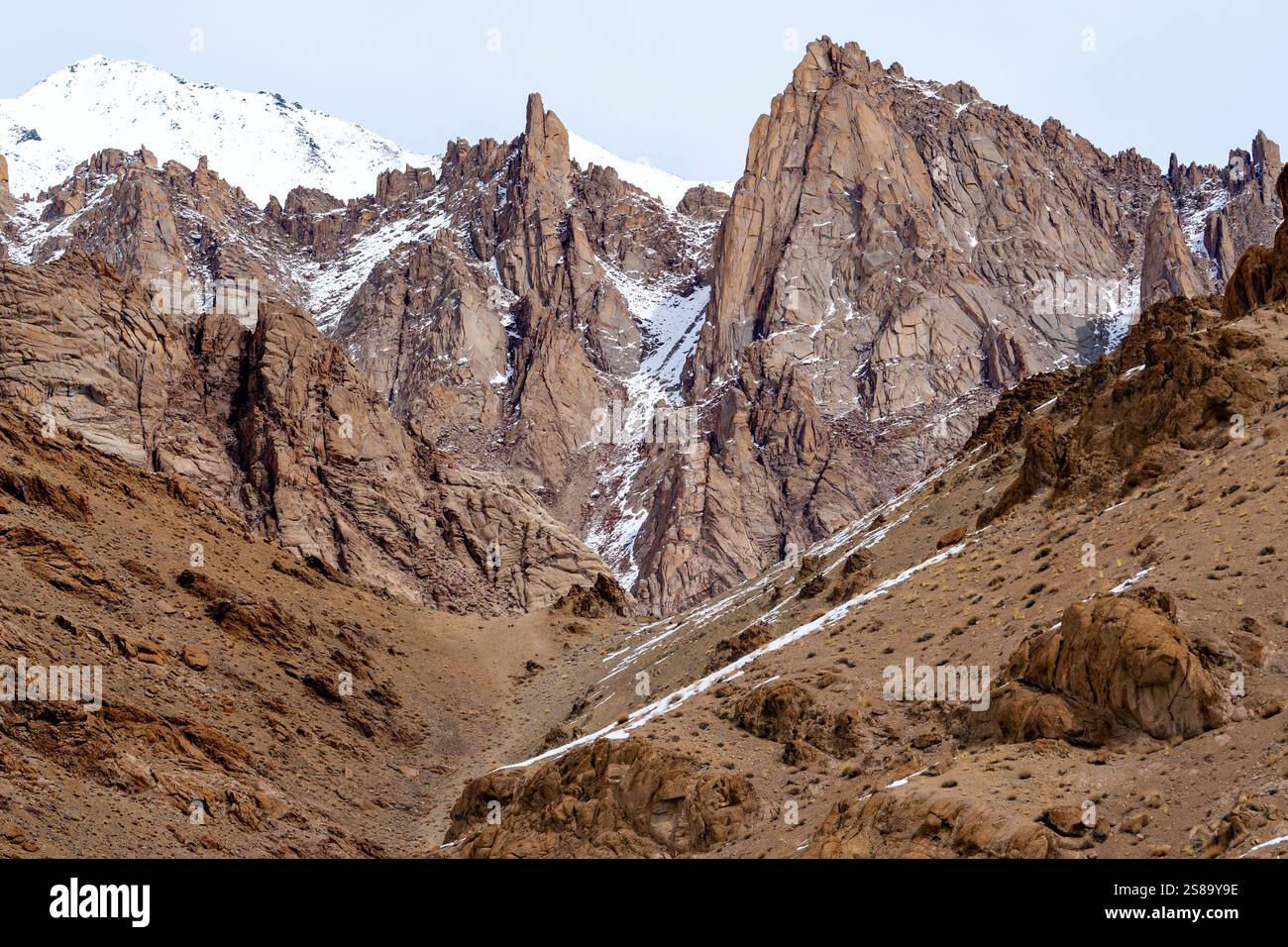 India, Himalaya Mountains, Ladakh. View of the barren, rugged terrain ...