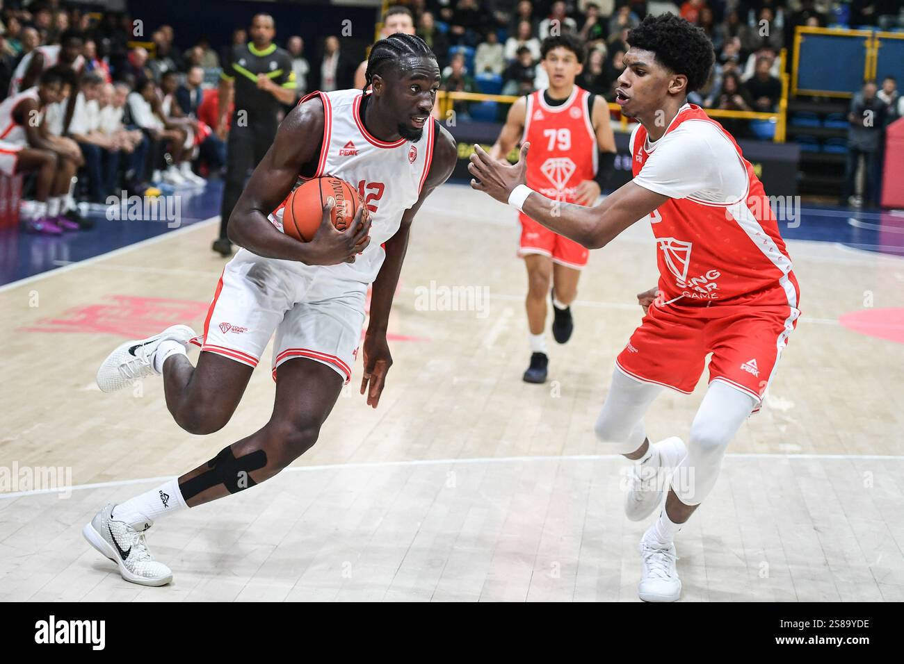 Paris, France. 21st Jan, 2025. Cholet's Mohamed Diawara of Moustapha Sonko's team controls the ...