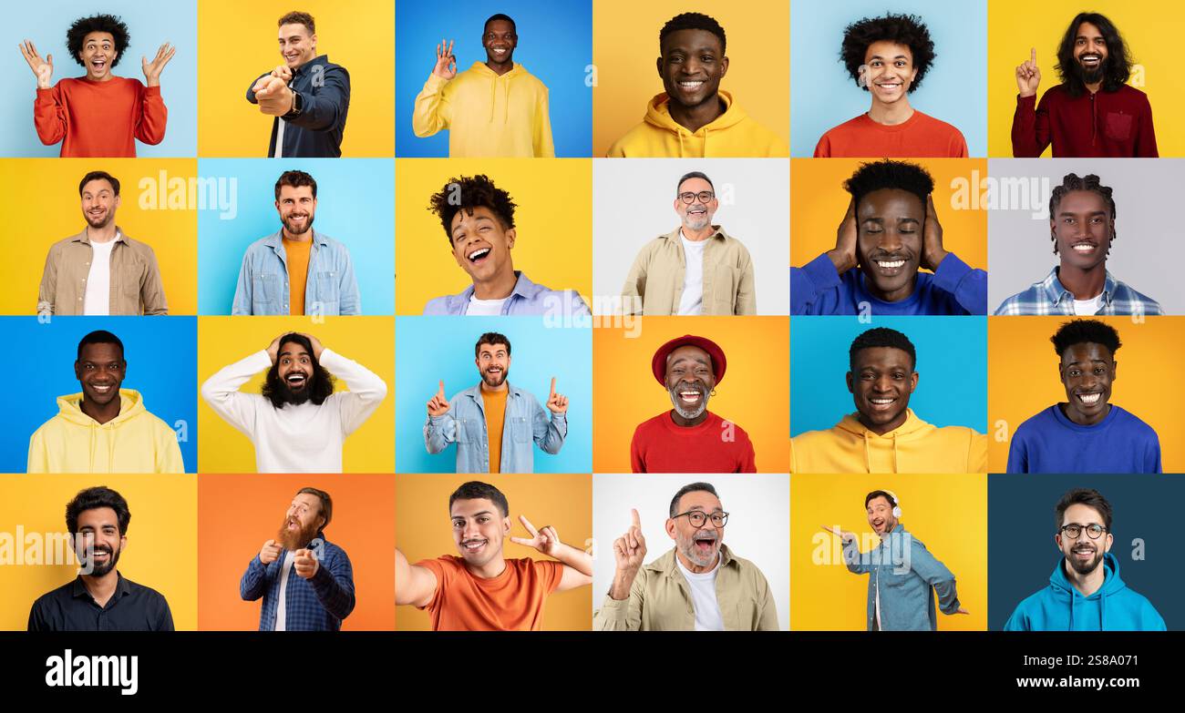 Joyful diverse individuals sharing laughter in a colorful collage Stock ...