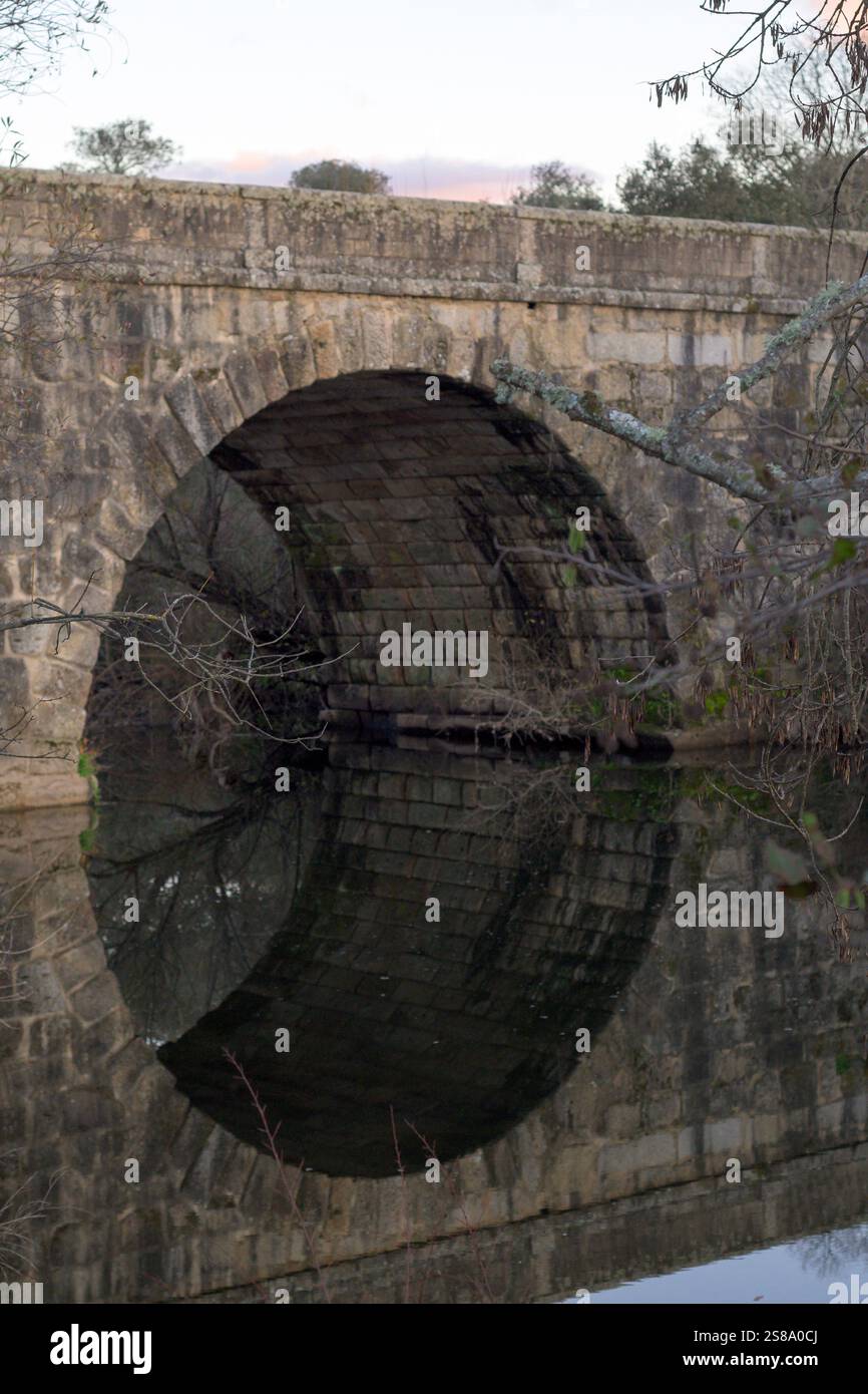 Roman bridge of Caparra on Via de la Plata Extremadura over the Caparra ...