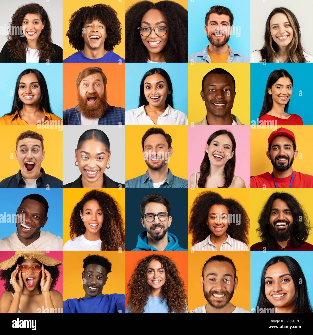 Colorful collage of happy people celebrating positivity and connection ...
