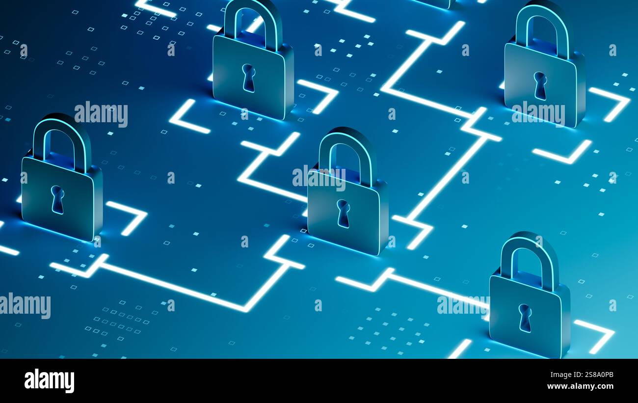 Cyber Security concepts background.3d rendering Stock Photo - Alamy