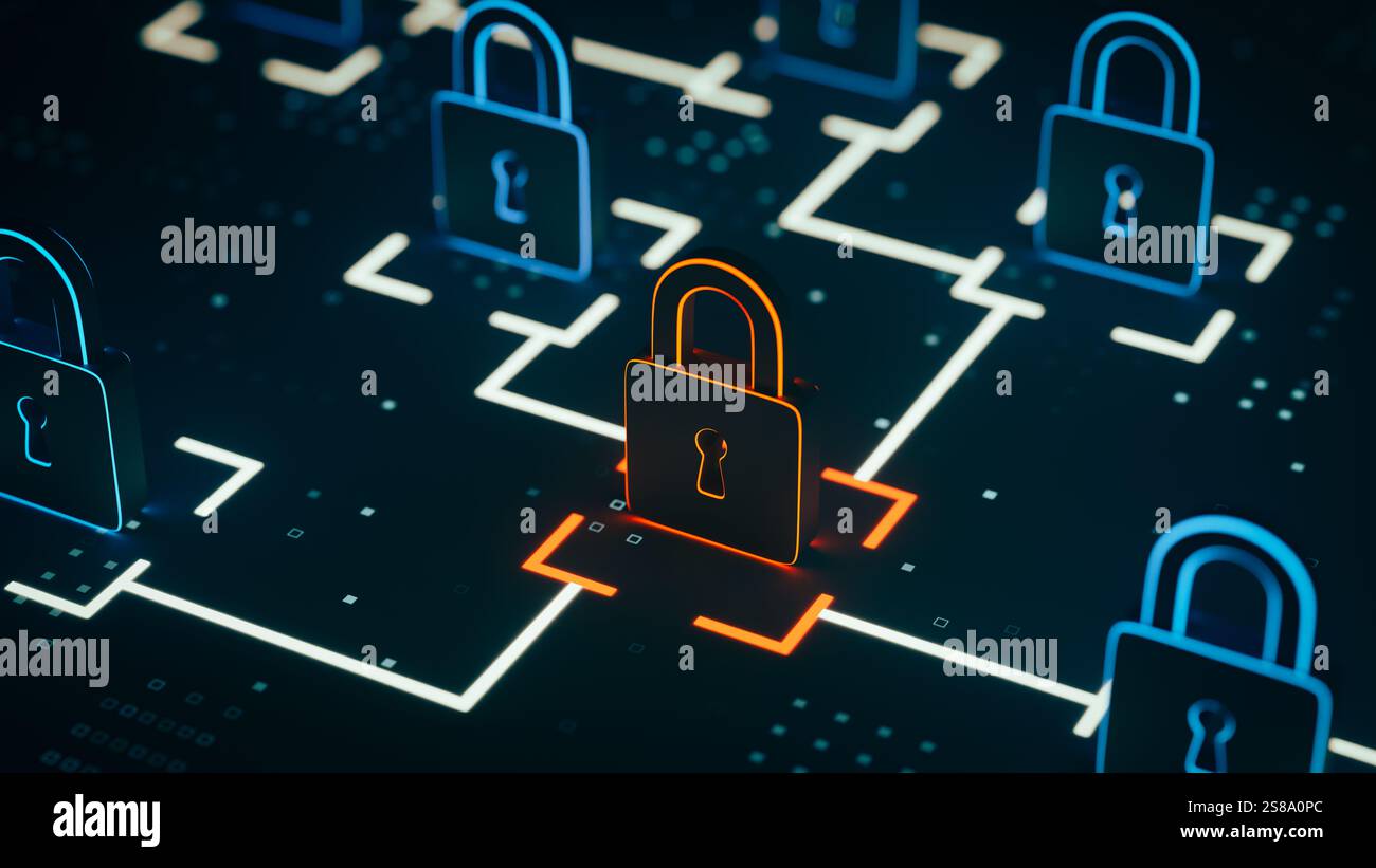 Cyber Security concepts background.3d rendering Stock Photo - Alamy