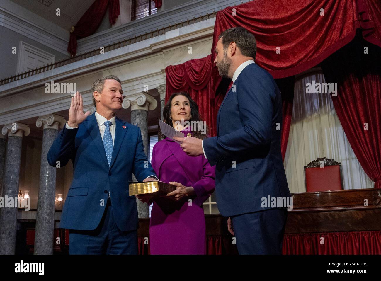 Vice President JD Vance swears in Sen. Jon Husted as his wife Tina ...