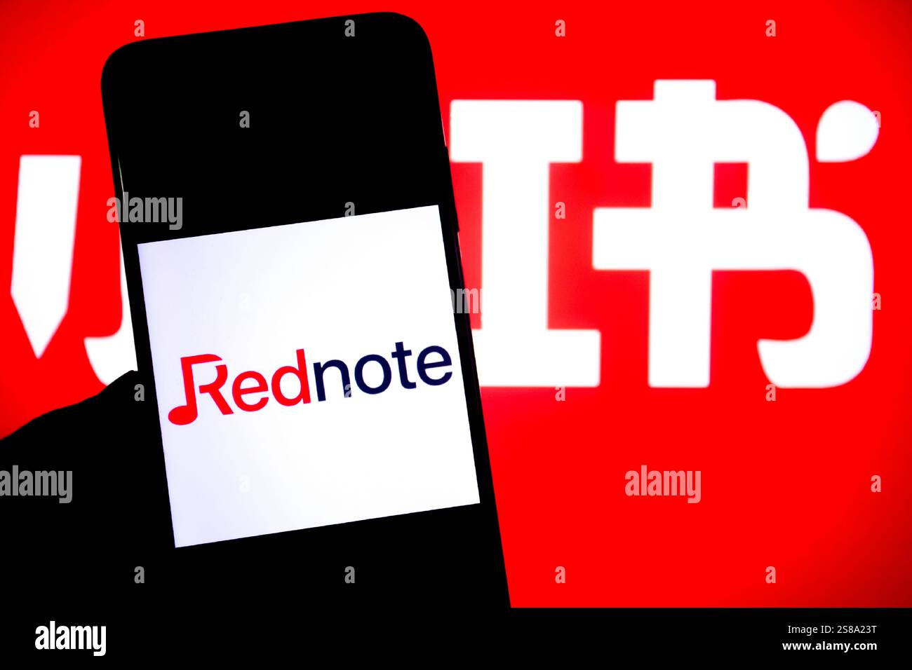 India. 20th Jan, 2025. In this photo illustration, a Rednote logo is ...