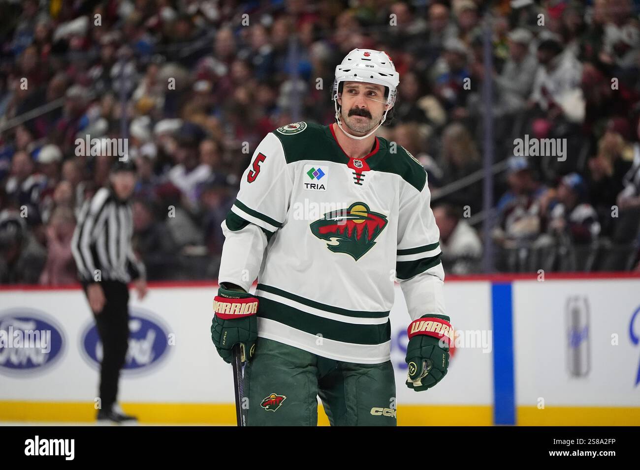 Minnesota Wild defenseman Jake Middleton (5) in the first period of an ...