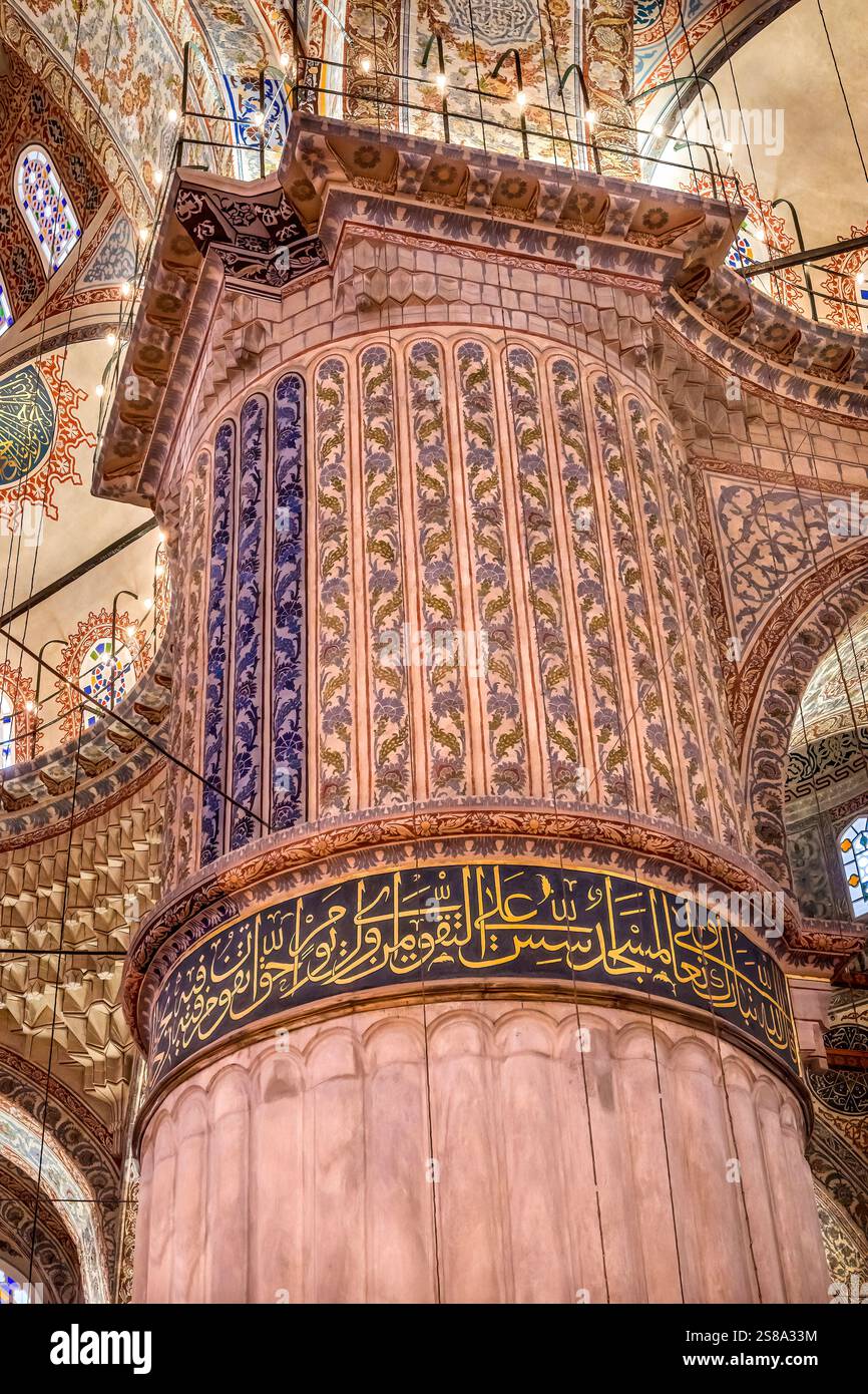 Blue Mosque pillar used to support dome, Istanbul, Turkey. Islamic ...