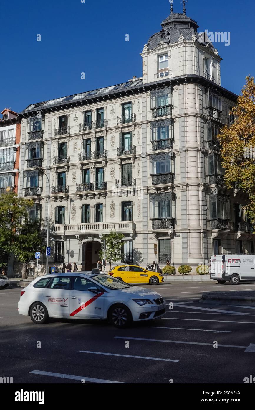 Traditional Spanish buildings with classic architecture along Calle de ...