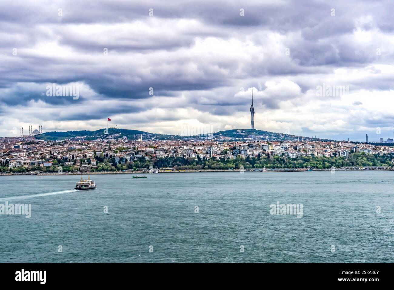 Istanbul, Turkey. Bridge connects Europe on the left to Asia on the ...
