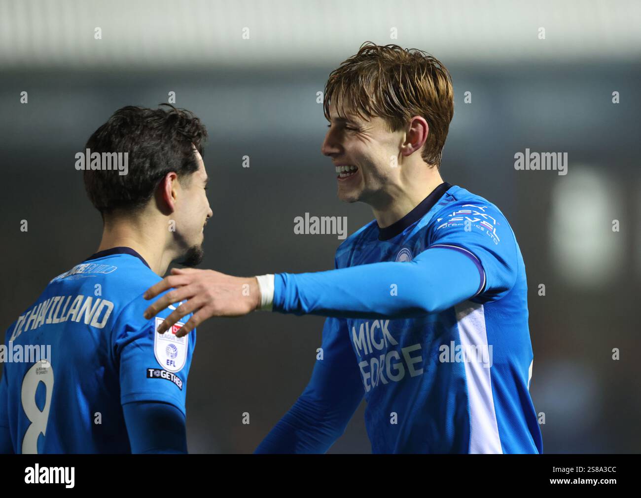 Peterborough, UK. 21st Jan, 2025. Hector Kyprianou (PU) celebrates ...