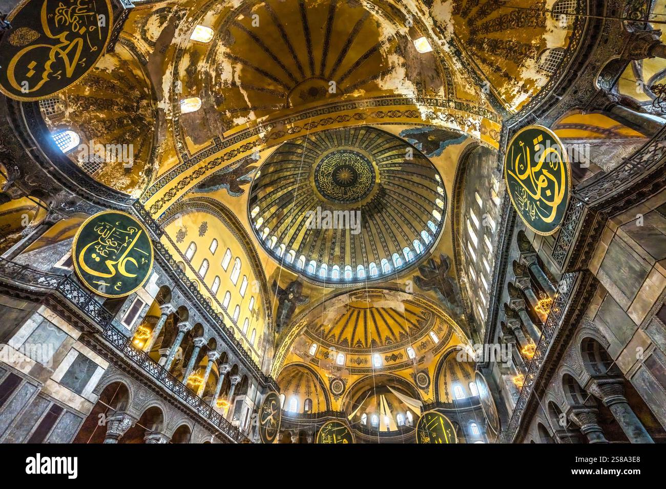 Hagia Sophia illuminated, Istanbul, Turkey. Emperor Justinian built ...