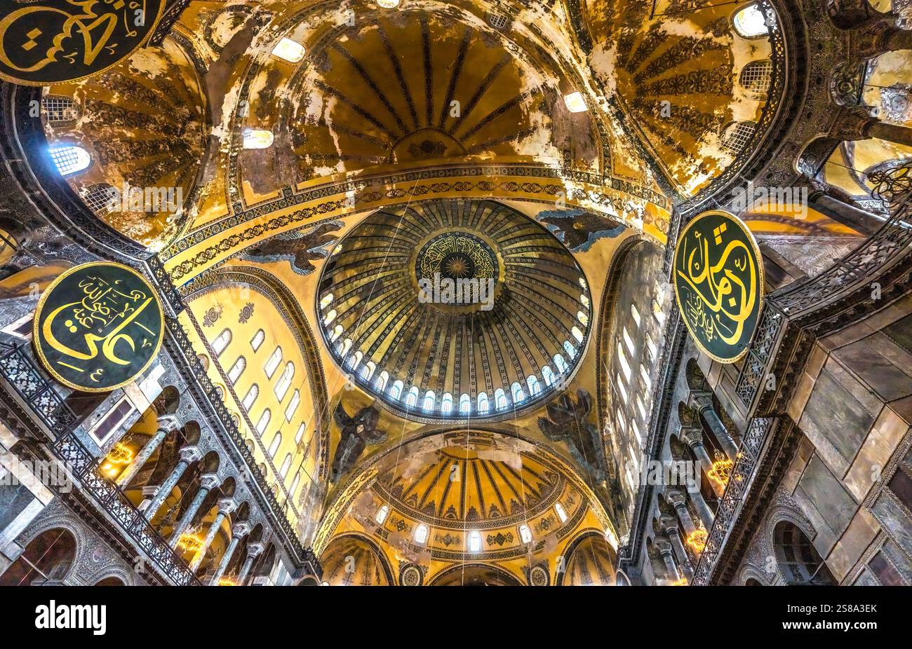 Hagia Sophia illuminated, Istanbul, Turkey. Emperor Justinian built ...