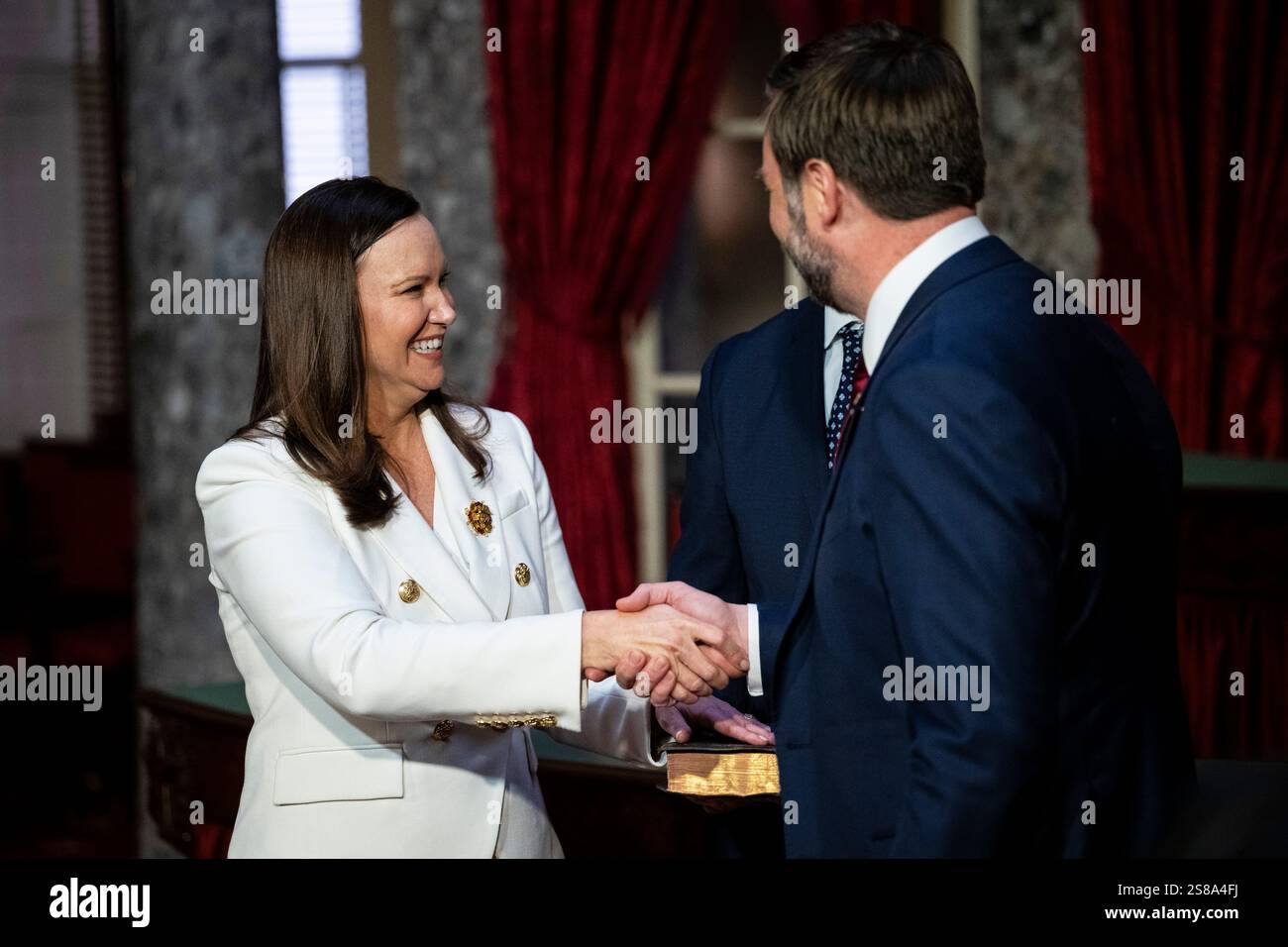 Senator Ashley Moody (R-FL) during a swearing-in reenactment ceremony ...