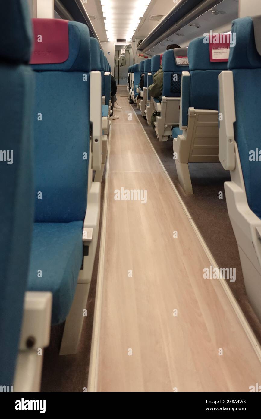 The interior of a Renfe train carriage in Madrid, Spain Stock Photo - Alamy