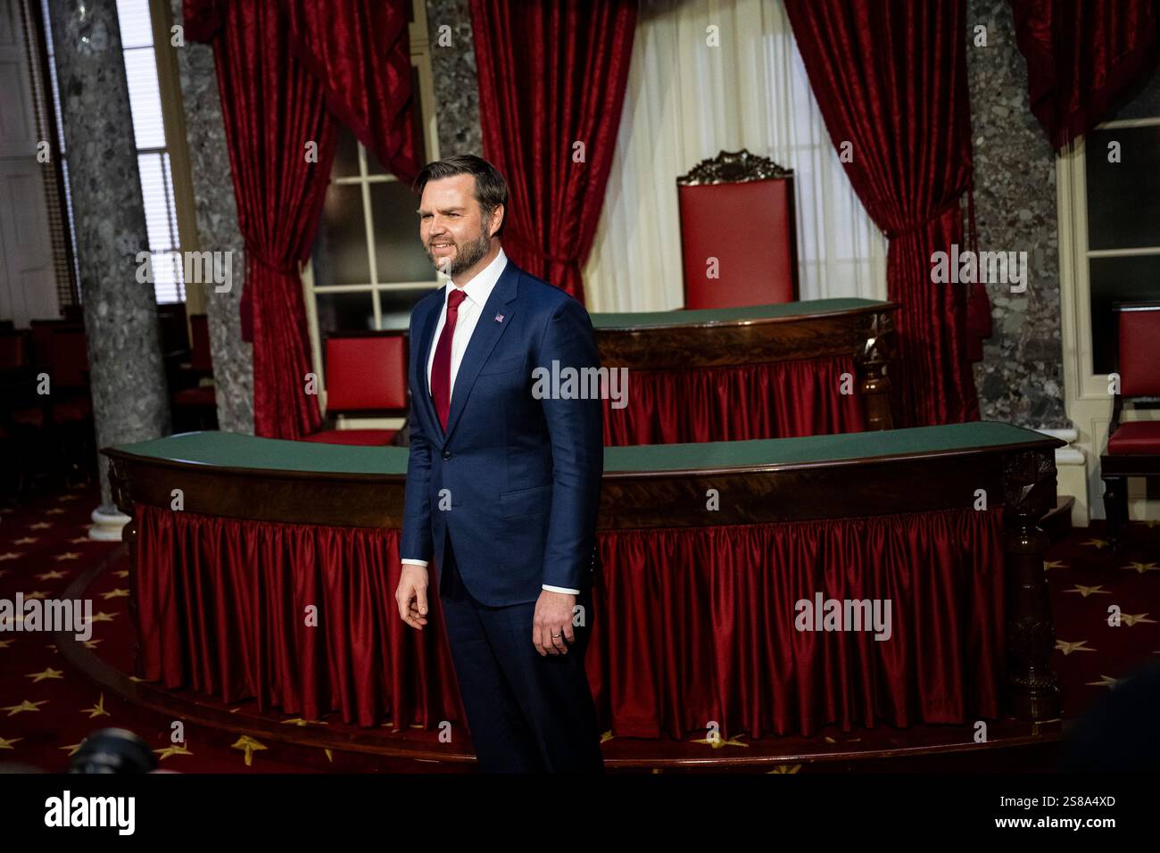 Washington, USA. 21st Jan, 2025. Vice President JD Vance stands alone ...