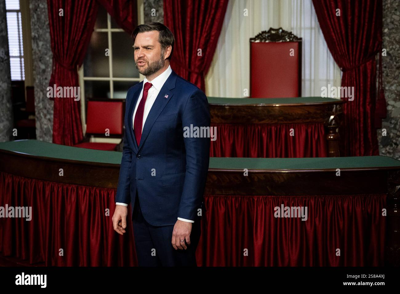 Washington, USA. 21st Jan, 2025. Vice President JD Vance stands alone ...