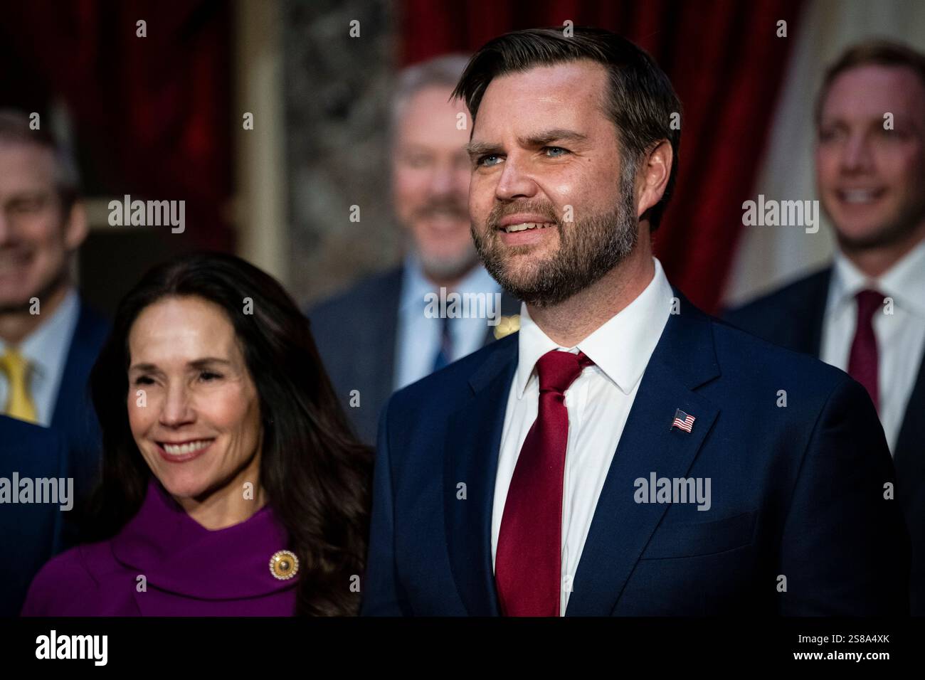 Vice President JD Vance stands for photos with members of the Ohio ...