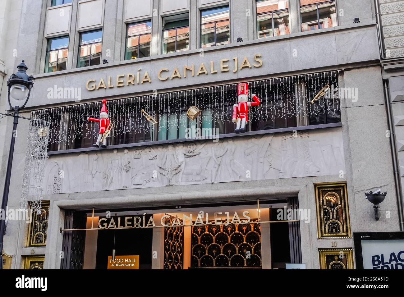 The entrance to Galleria Canalejas, a luxury shopping mall in Madrid ...