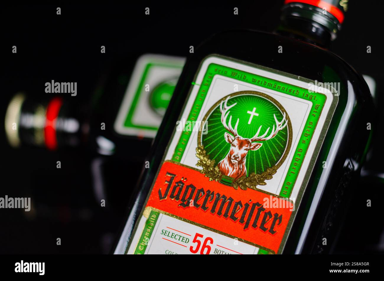 LONDON, UK - 22 MARCH 2024 German herbal liqueur with a bittersweet ...