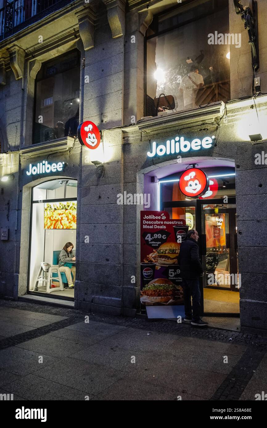 The entrance to the Jollibee restaurant in Madrid, Spain Stock Photo ...