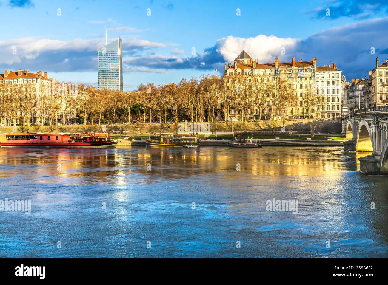 Wilson Bridge, downtown city center, Lyon, France Stock Photo - Alamy