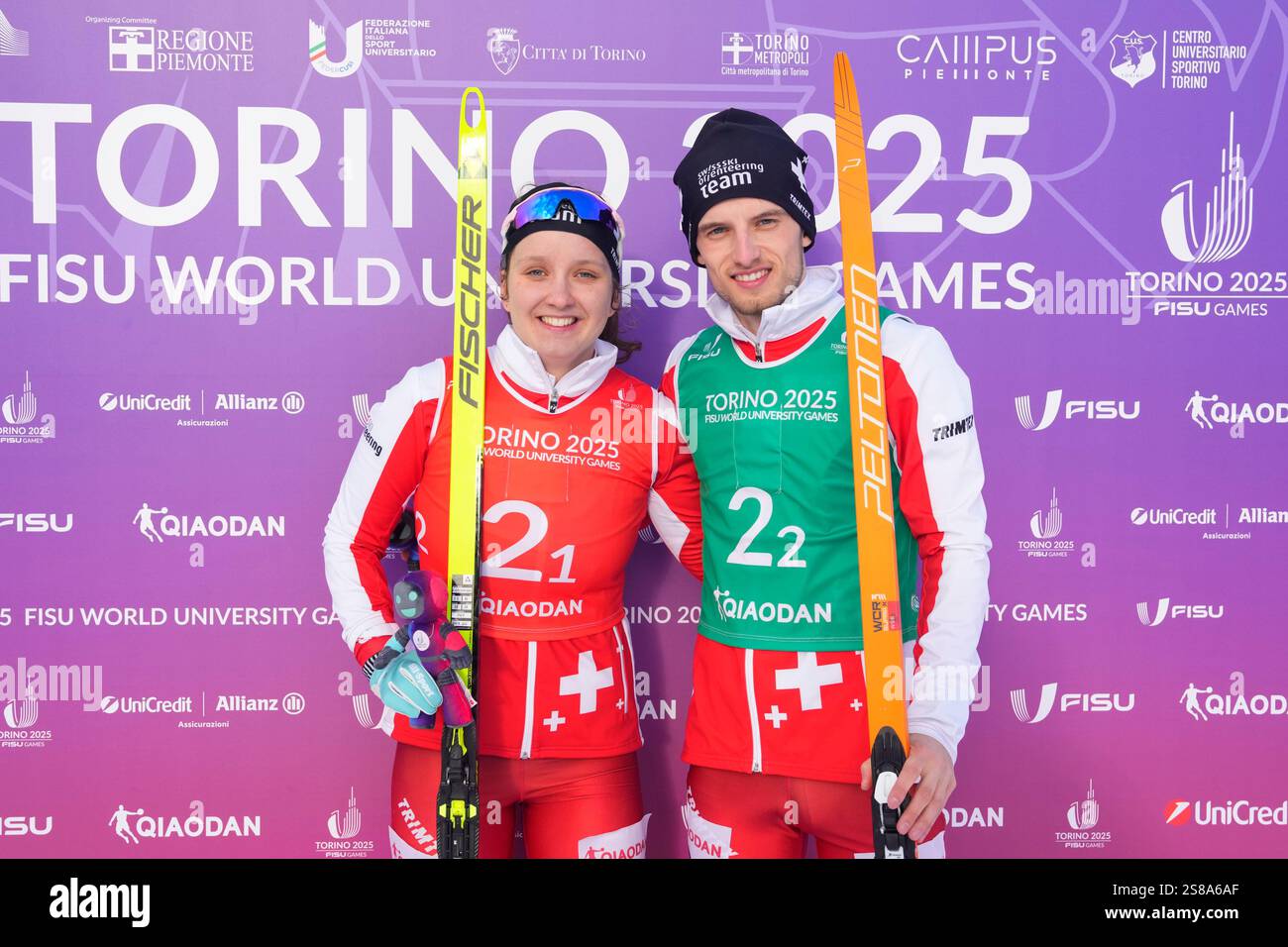 Pragelato, Italy. 21st Jan, 2025. (L-R) Giezendanner Delia, Boos Corsin ...