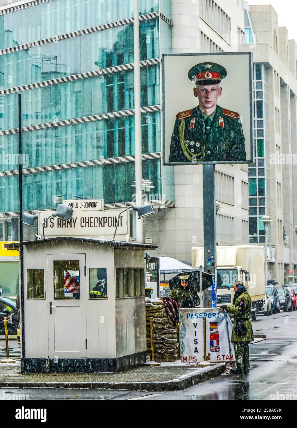 Checkpoint Charlie, Berlin, Germany. Wall separated West Berlin from ...