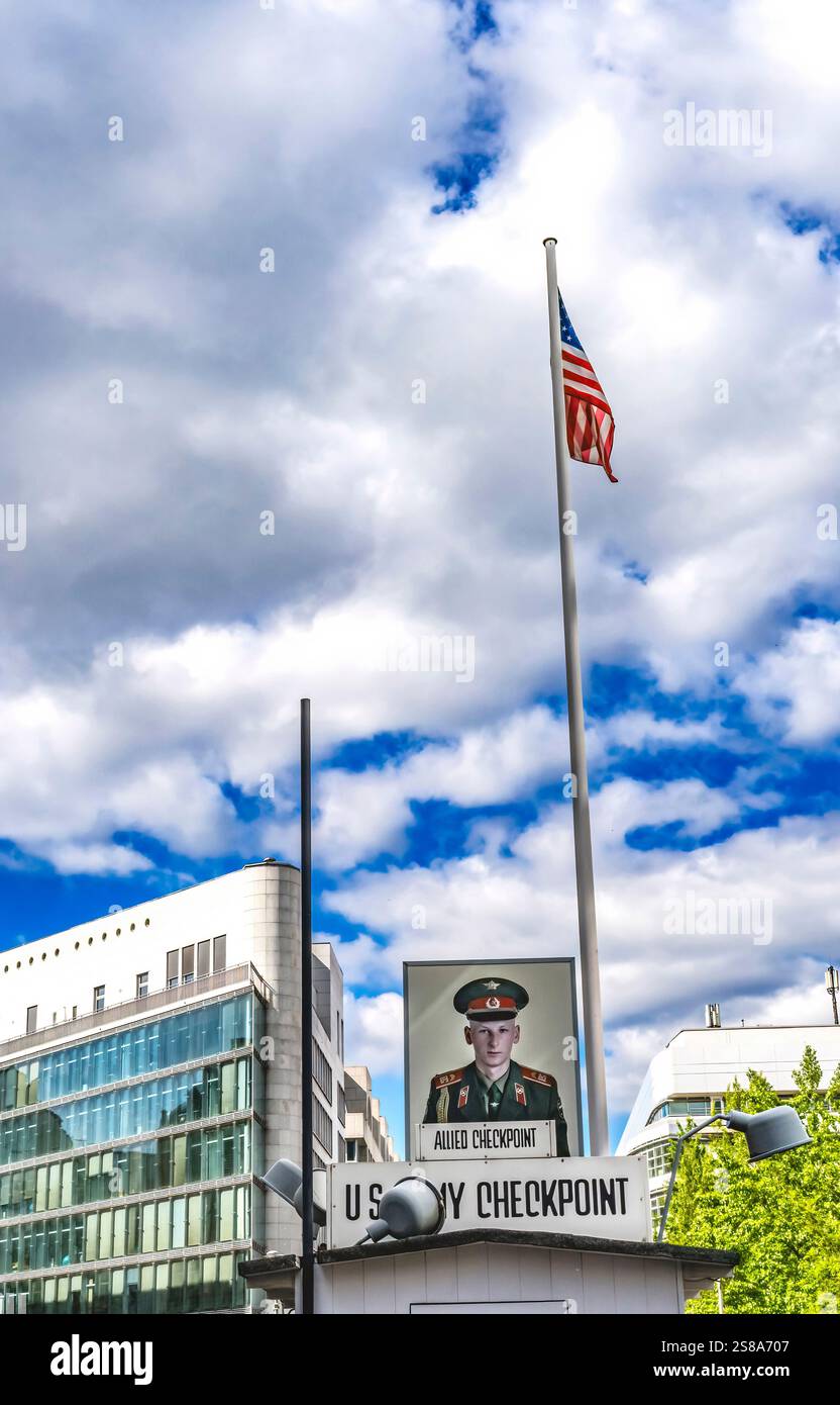 Checkpoint Charlie, Berlin, Germany. Wall separated West Berlin from ...
