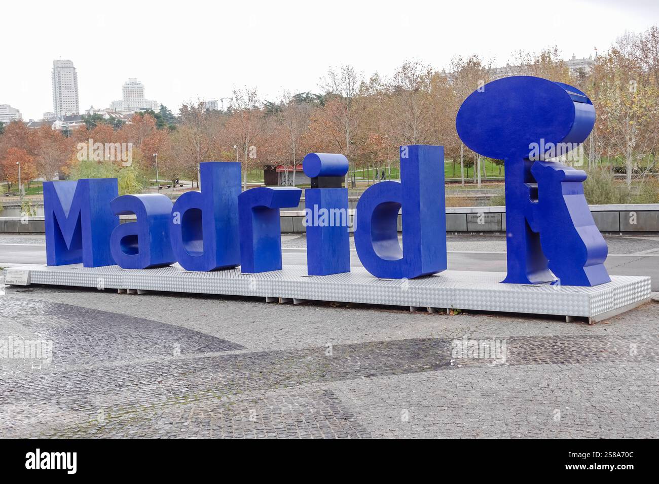 Big Madrid sign in blue Stock Photo - Alamy