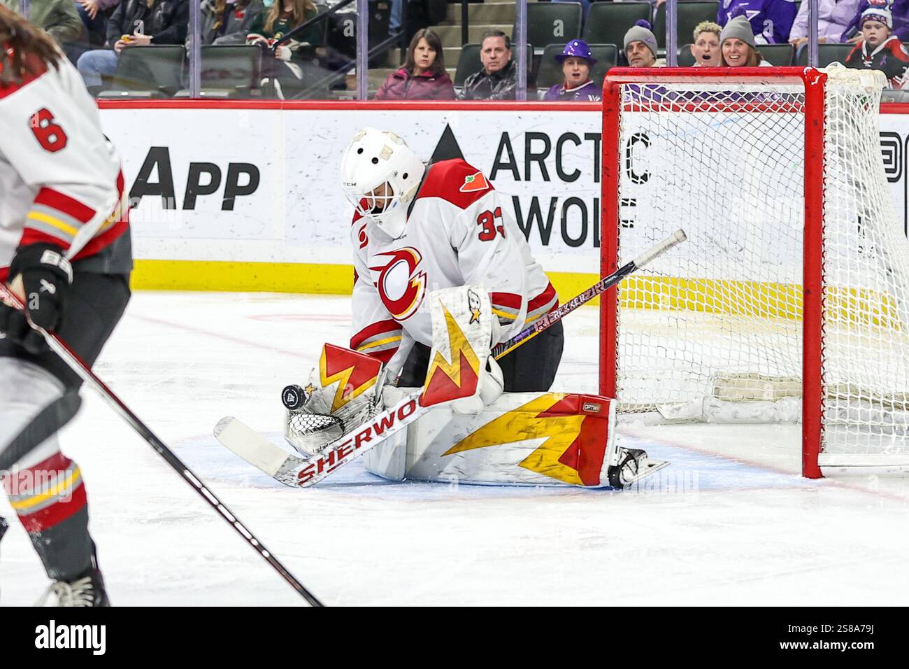 January 21st, 2025: Ottawa Charge goalie Gwyneth Philips (33) makes a ...