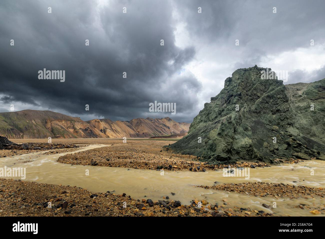 Colorful mountains of rhyolite in the Landmannalaugar Region of the ...