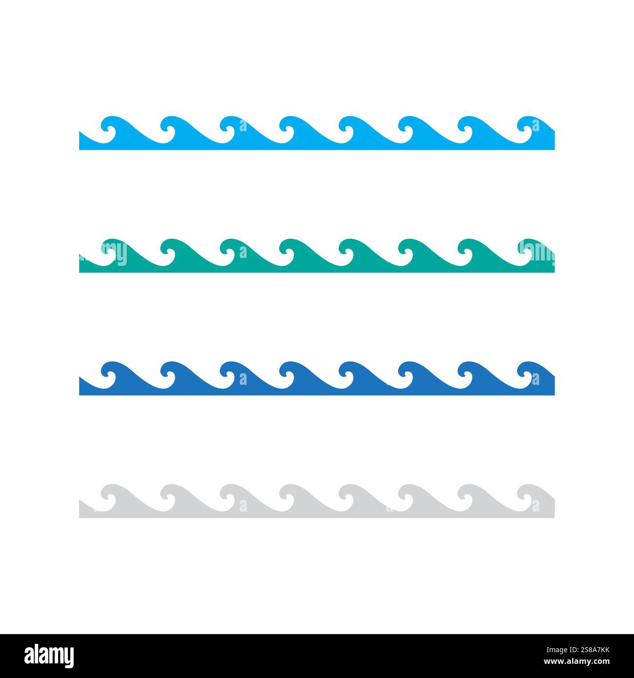 Wave border pattern. Blue ocean lines. Decorative marine shape. Vector ...