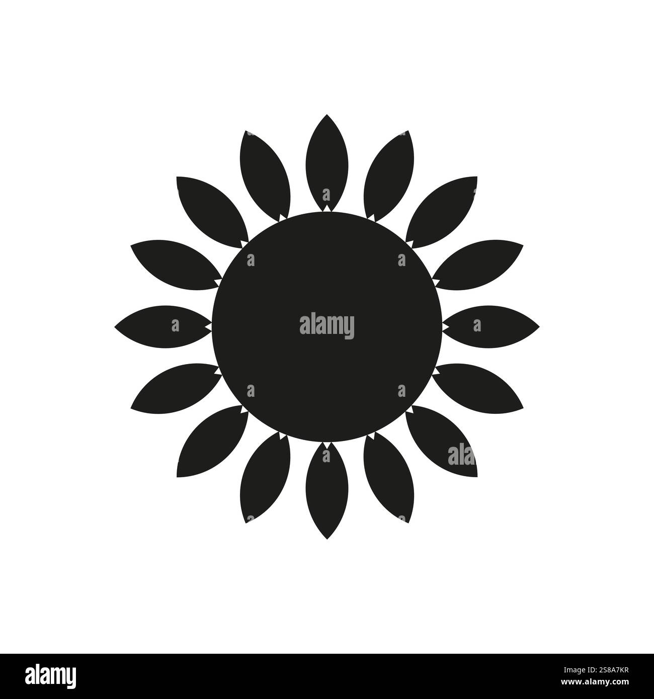 Sunflower silhouette. Black floral shape. Abstract vector icon. Bold ...