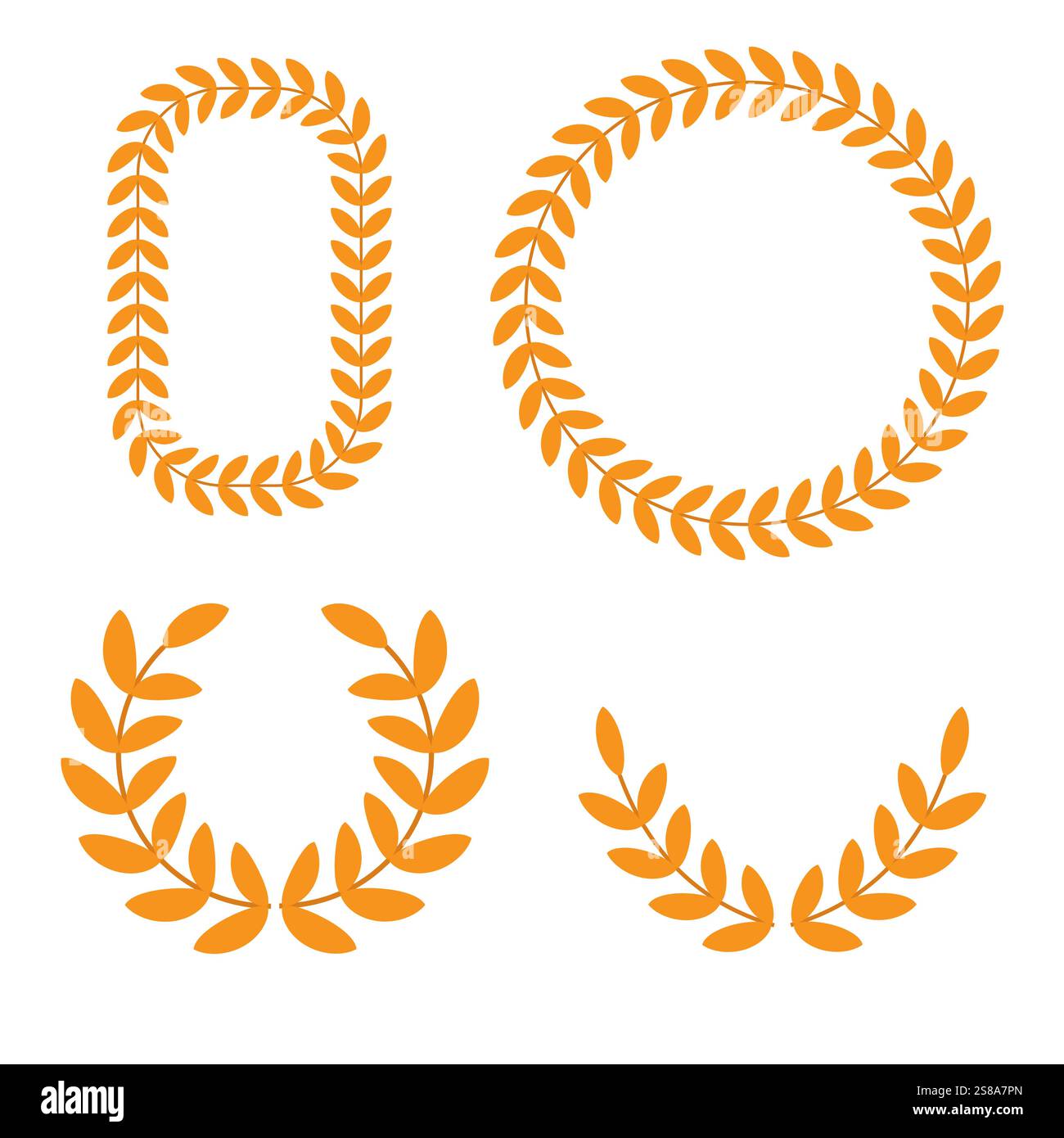 Laurel wreath set. Victory symbol collection. Elegant award shape. Vector illustration Stock ...