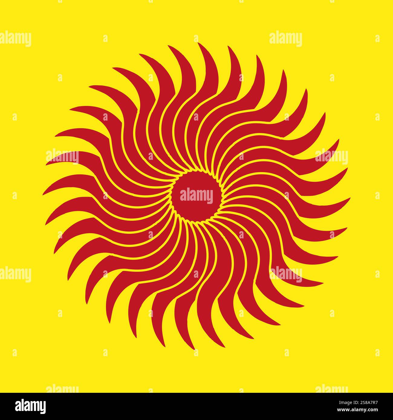Red sun swirl. Yellow background vector. Abstract circular design ...