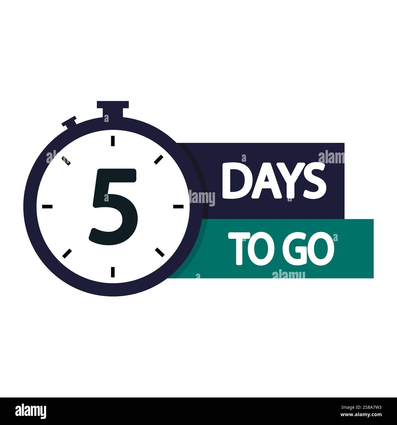 5 days countdown. Number five text. Stopwatch vector symbol. Bold timer ...