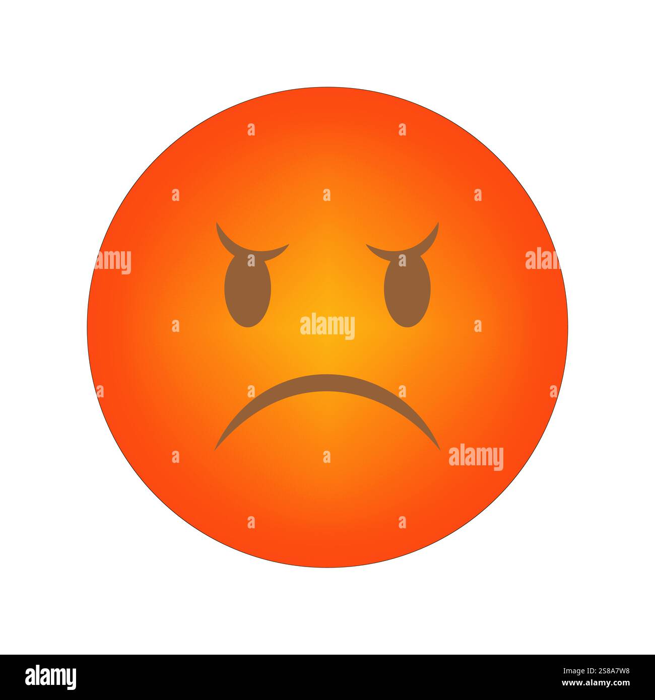 Sad orange emoji. Angry face icon. Gradient circular design. Vector expression symbol Stock ...