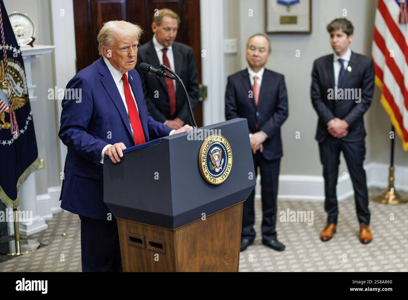 United States President Donald Trump gives remarks on AI Infrastructure ...