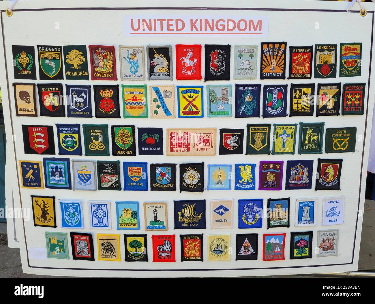 A collection of Scouts badges displayed at Baden Powell Scout Camp ...