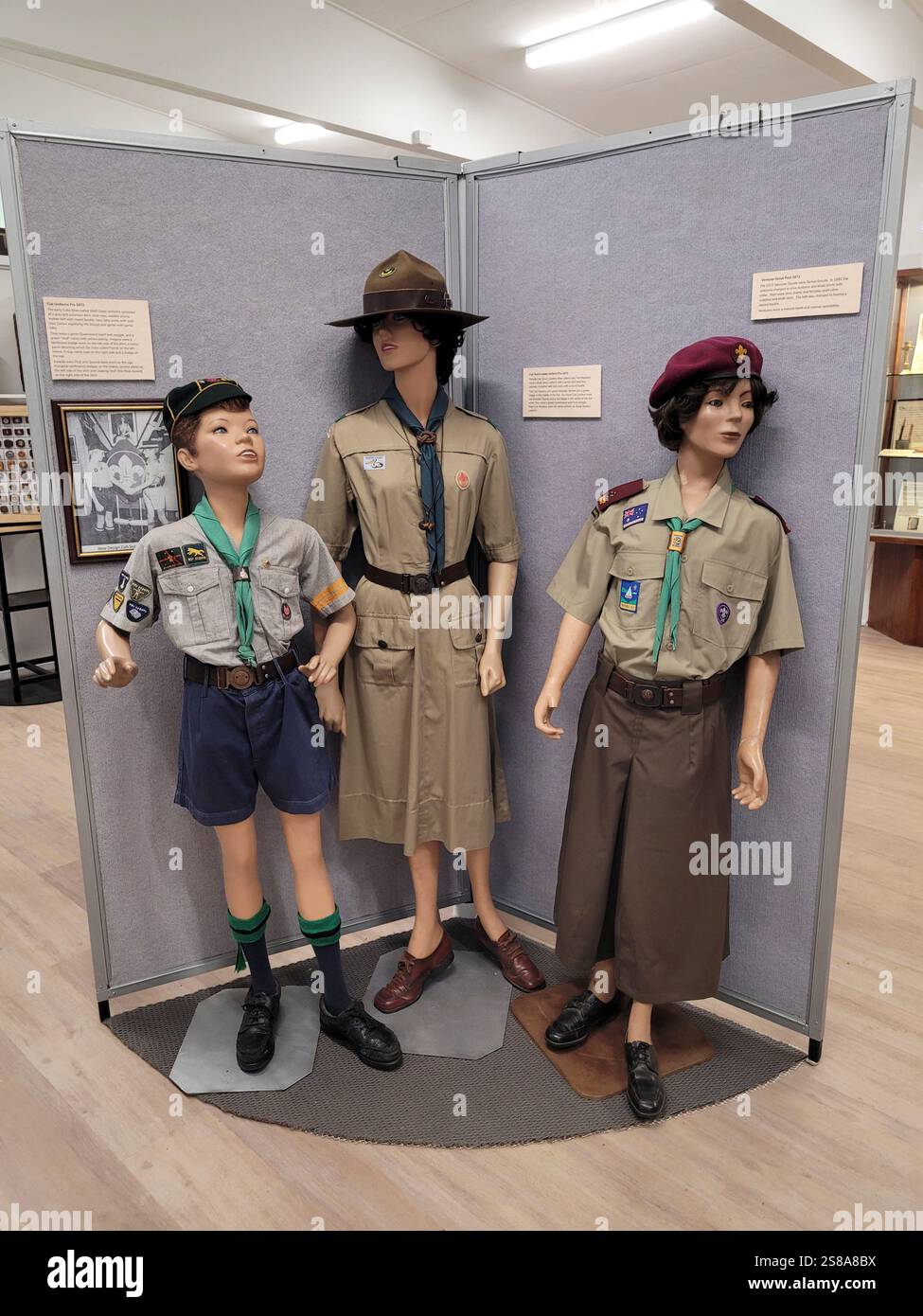 Girl Scouts and Boy Scout mannequins displayed at Baden Powell Scout ...