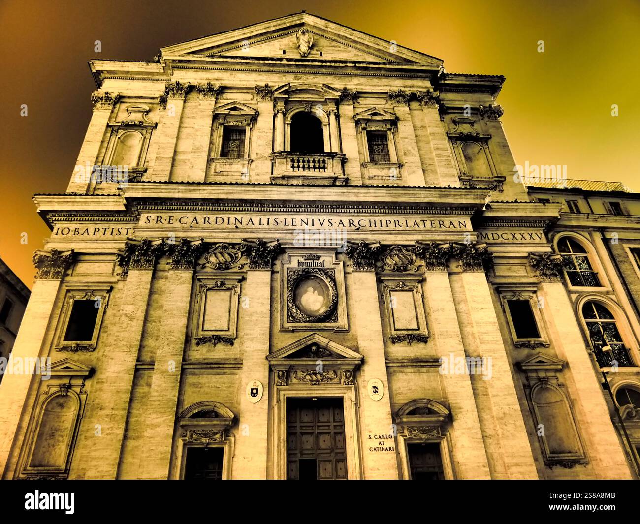 Italy, Rome. Infrared of the 17th century church of San Carlo ai ...