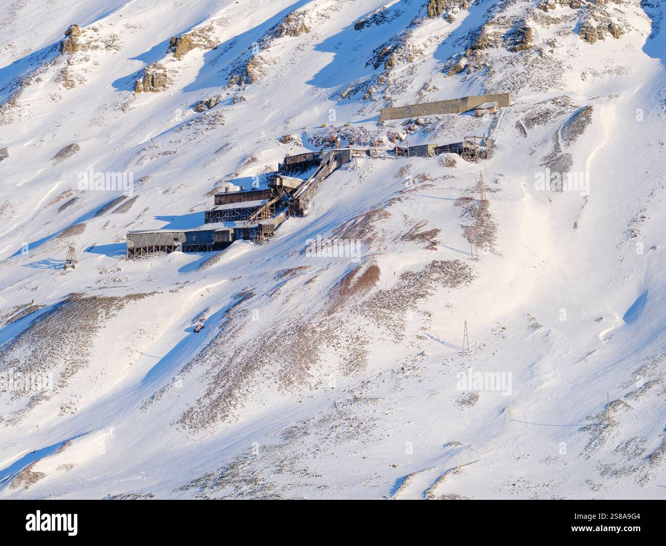 Coal mine Gruve 2b. Longyearbyen, the capital of Svalbard on the island ...